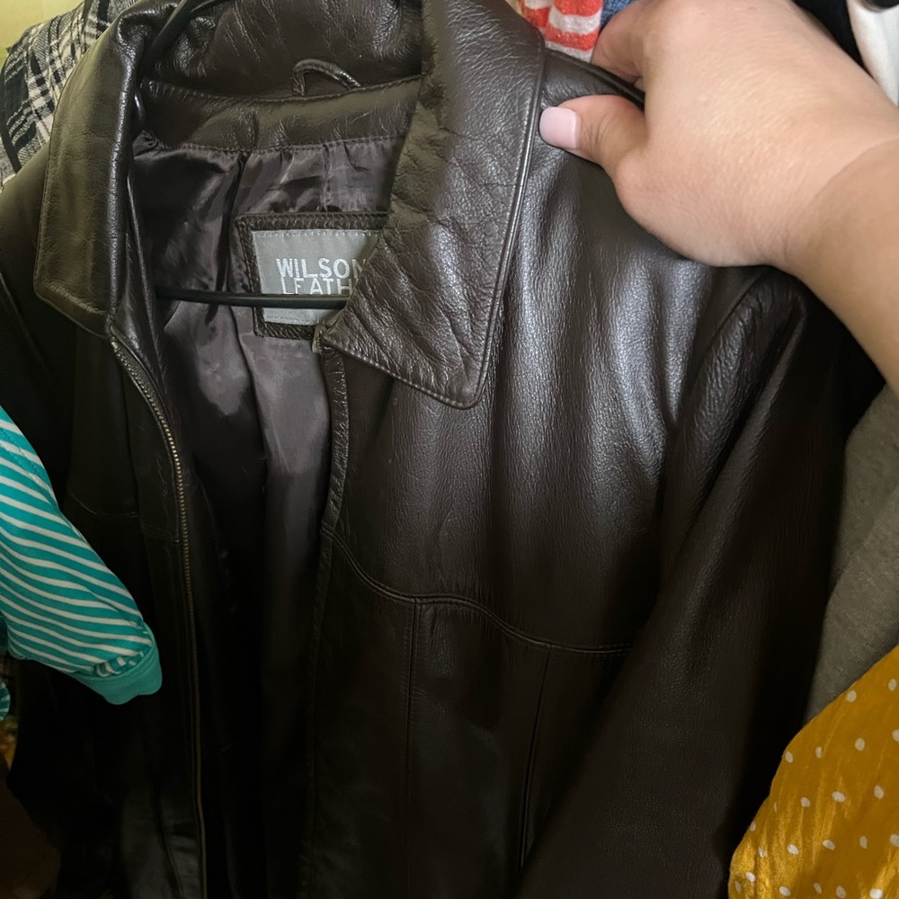Womens Large Leather Wilsons Leather Coat - Gem